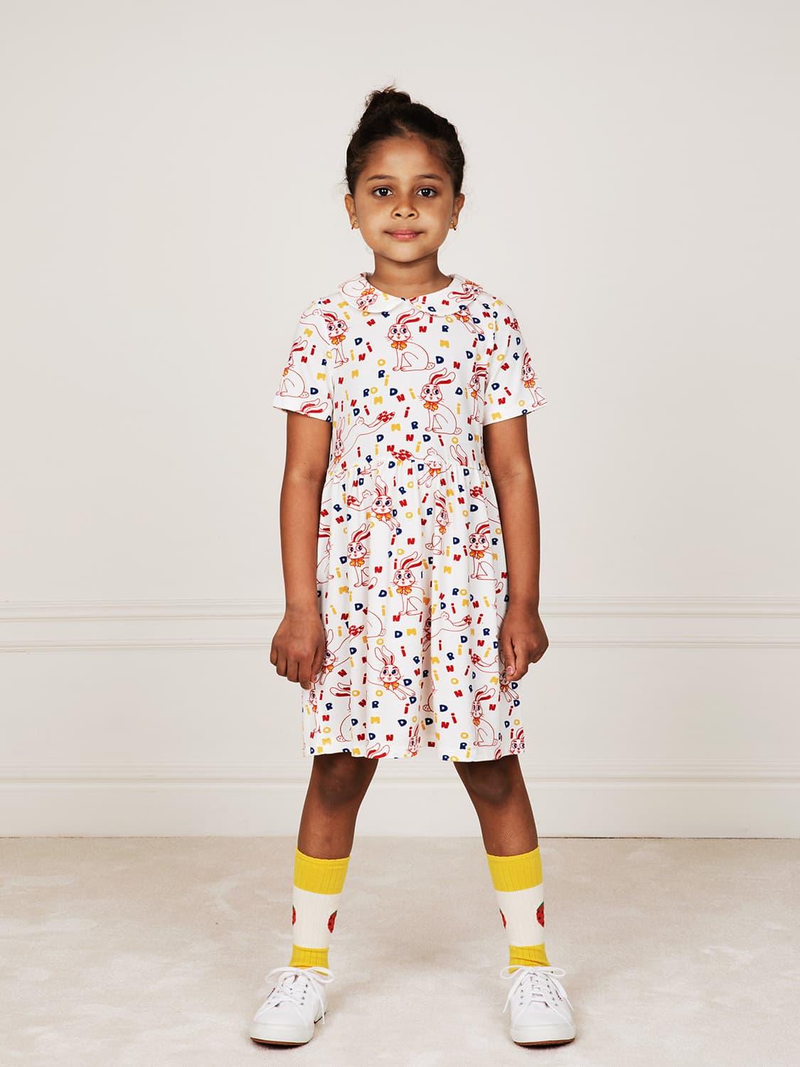 MINI RODINI dress MR rabbit aop ss White for girls | NICKIS.com