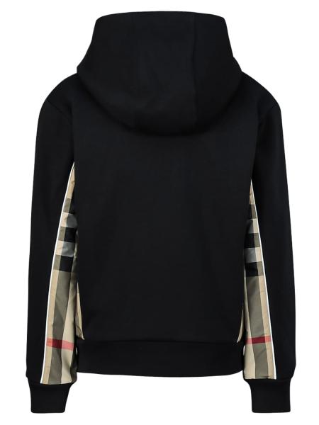 Check Hood Zip Hoodie In Black/archive Beige Men Burberry®