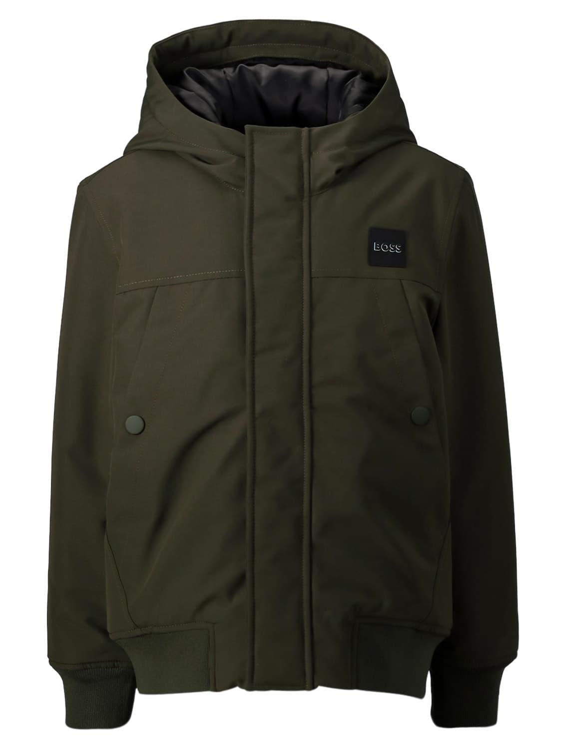 BOSS winter jacket Green for boys | NICKIS.com