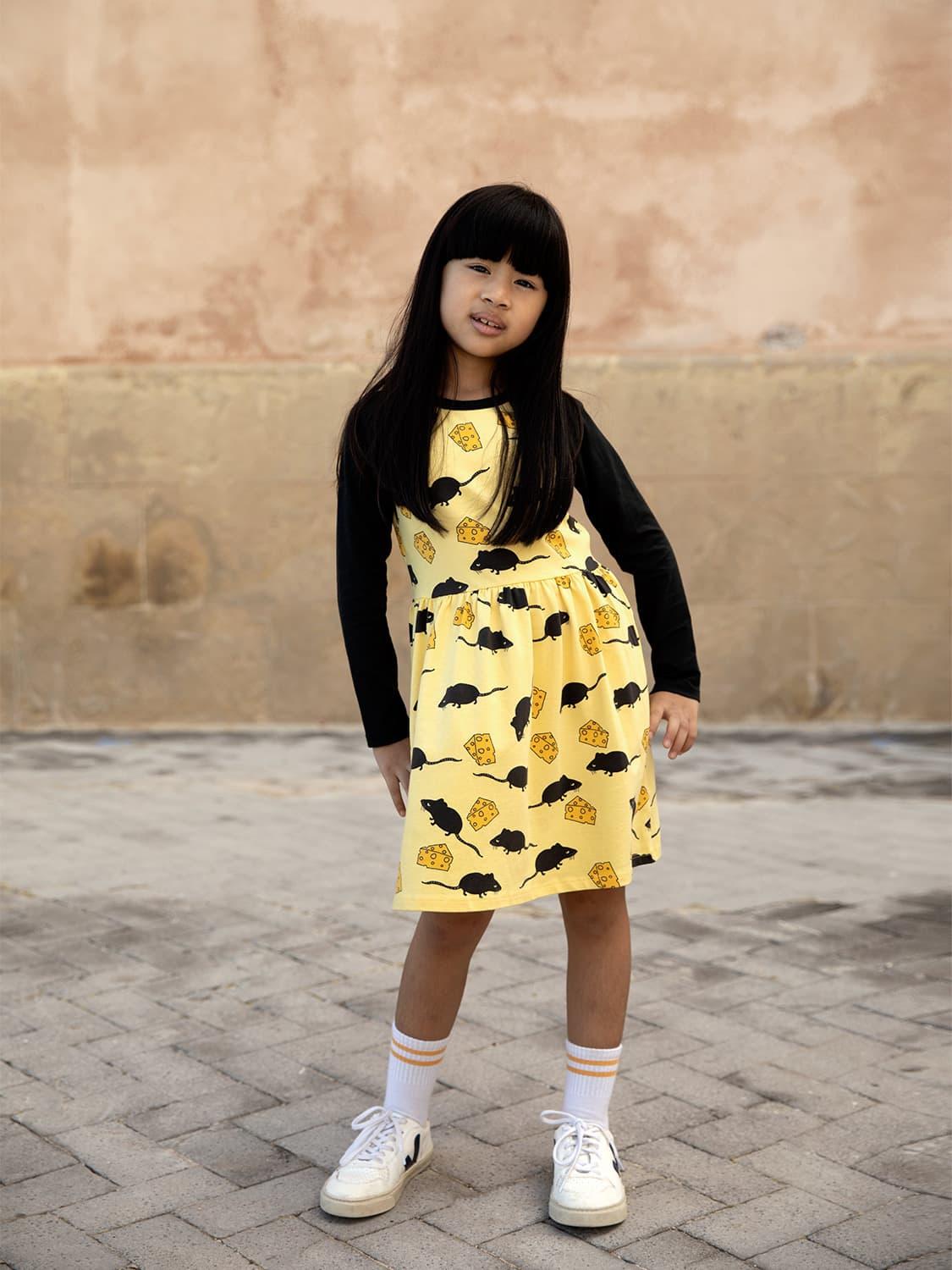 MINI RODINI dress Mouse Yellow for girls | NICKIS.com