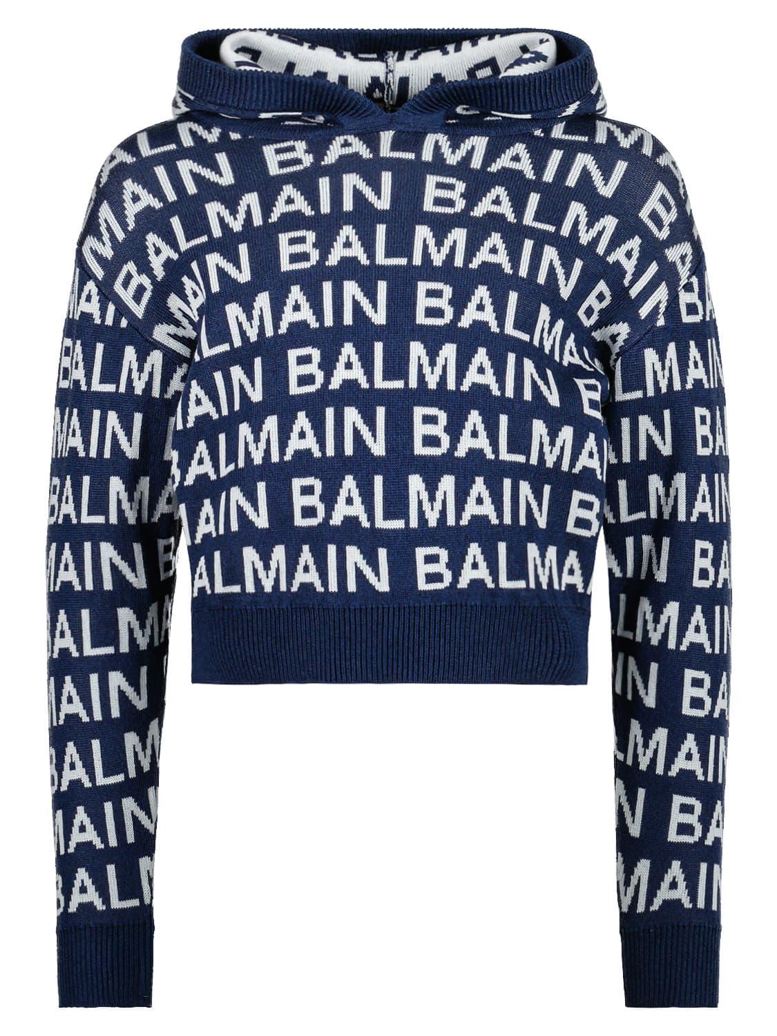 BALMAIN Sweaters Navy Blue for girls | NICKIS.com